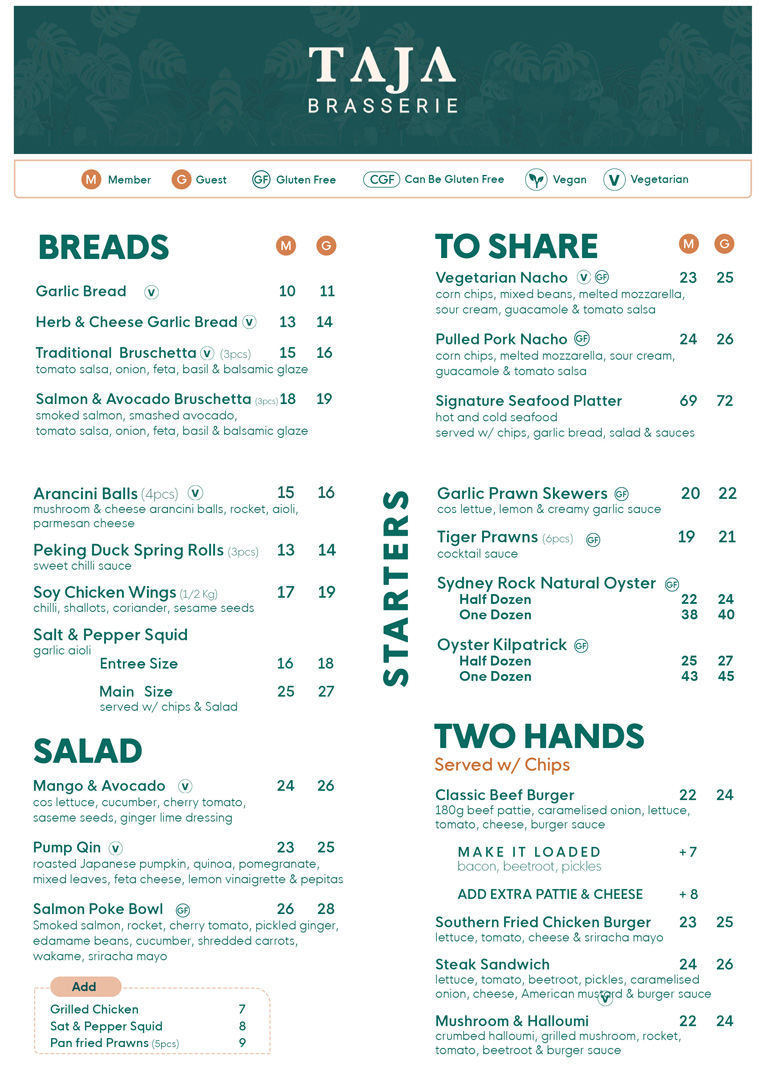 Taja Brasserie - Shoalhaven Heads Bowling & Recreation Club